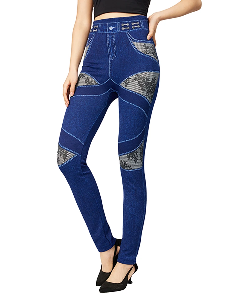 CUHAKCI-3-Colors-Mesh-Flower-Imitation-Denim-Legging-High-Waist-Sexy ...