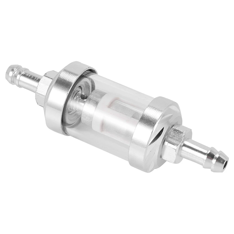 Universal Chrome Glass Fuel Petrol Diesel Inline Filter 5/16 "8mm ...