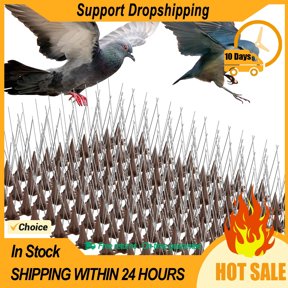 10Set-Anti-Bird-13pcs-pikes-Strip-Stainless-Steel-Repeller-Bird-Pigeon ...