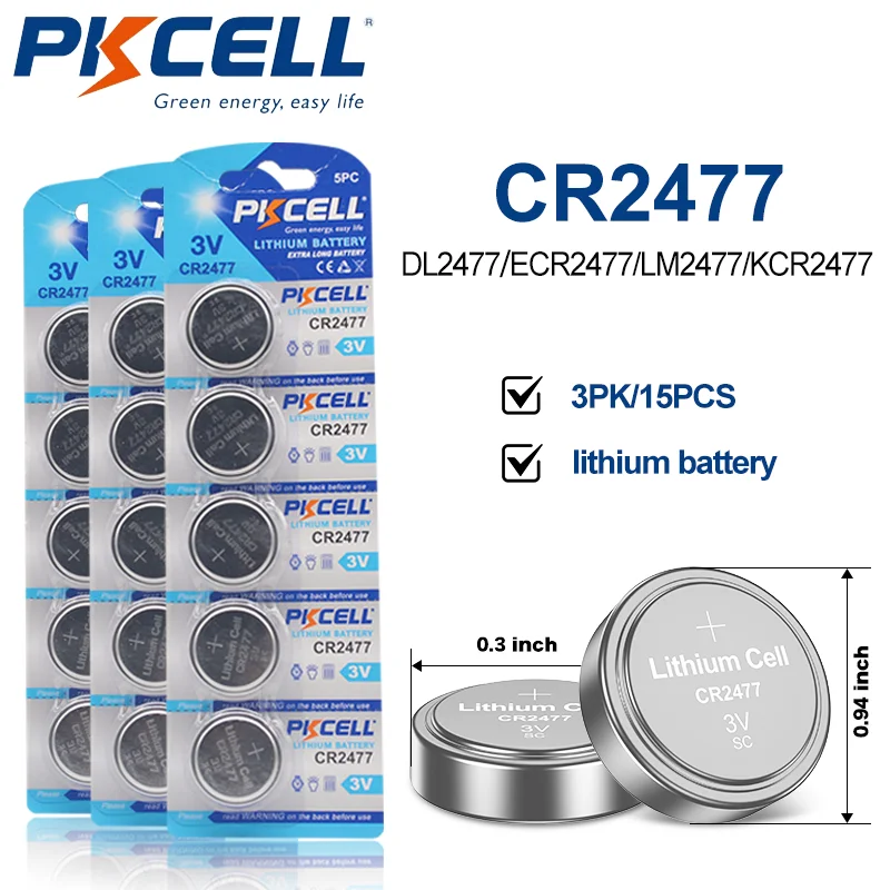 15pcs-PKCELL-CR2477-3V-lithium-batteries-DL2477-ECR2477-LM2477-KCR2477 ...