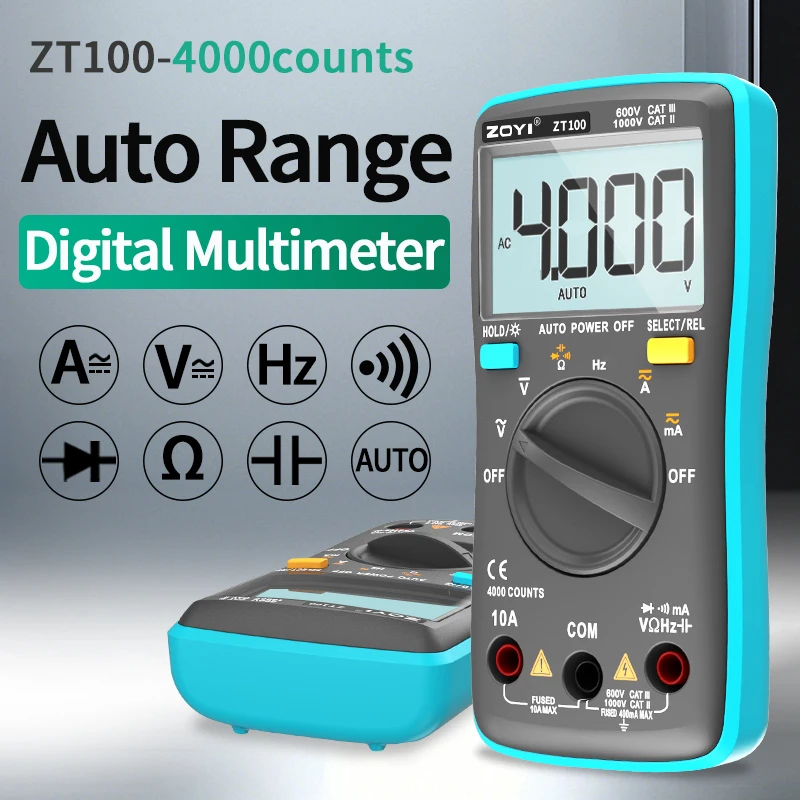ZOYI Digital Multimeter Ammeter Voltmeter Resistance Frequency ...