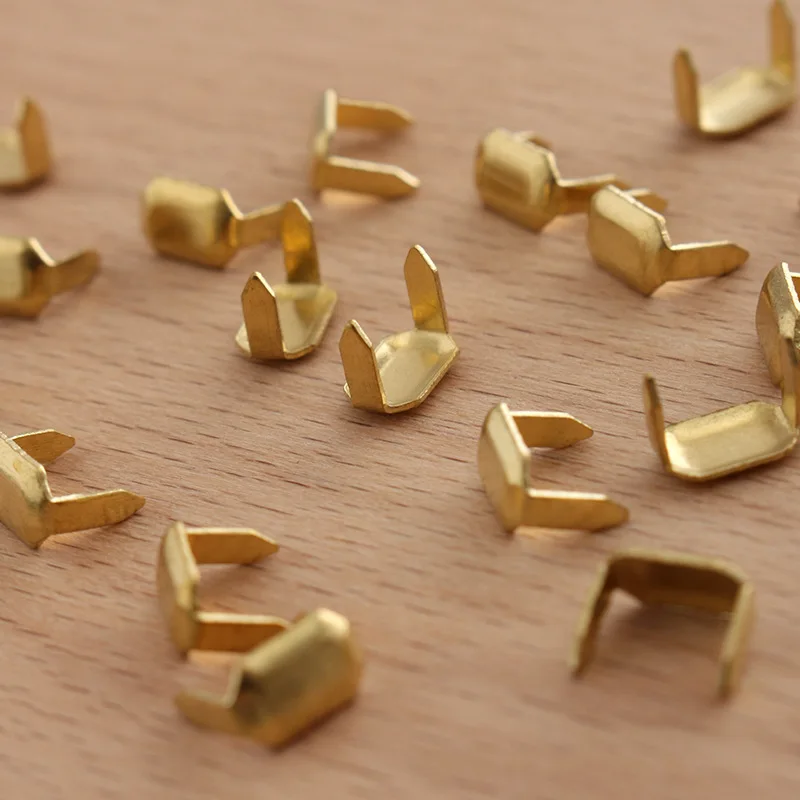100Pcs-8x5mm-mini-Brass-Leather-Staples-Two-Prong-Rivet-for-Belt-Loops ...