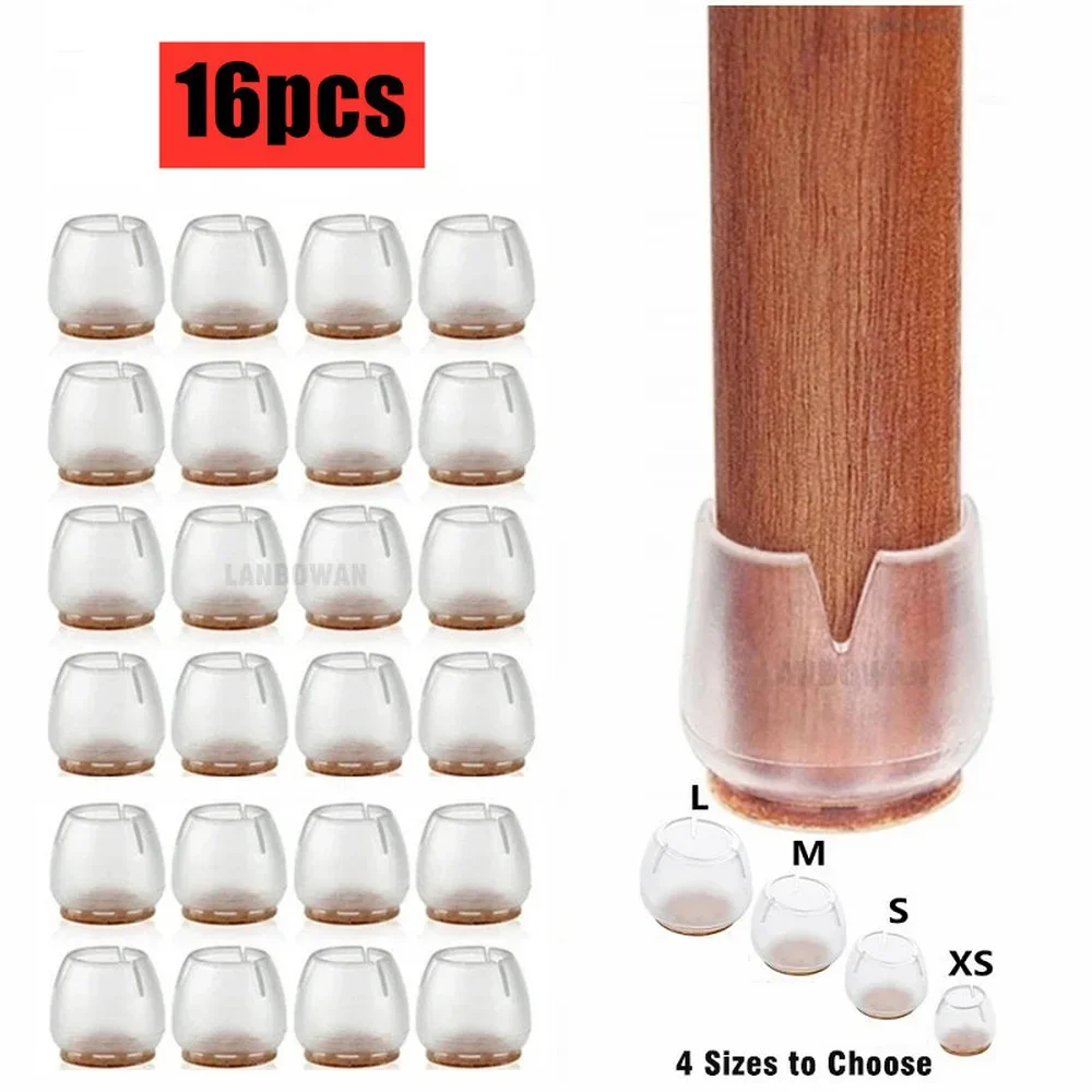 16pcs Silicone Chair Leg Caps Feet Pads Floor Protector Furniture Table ...