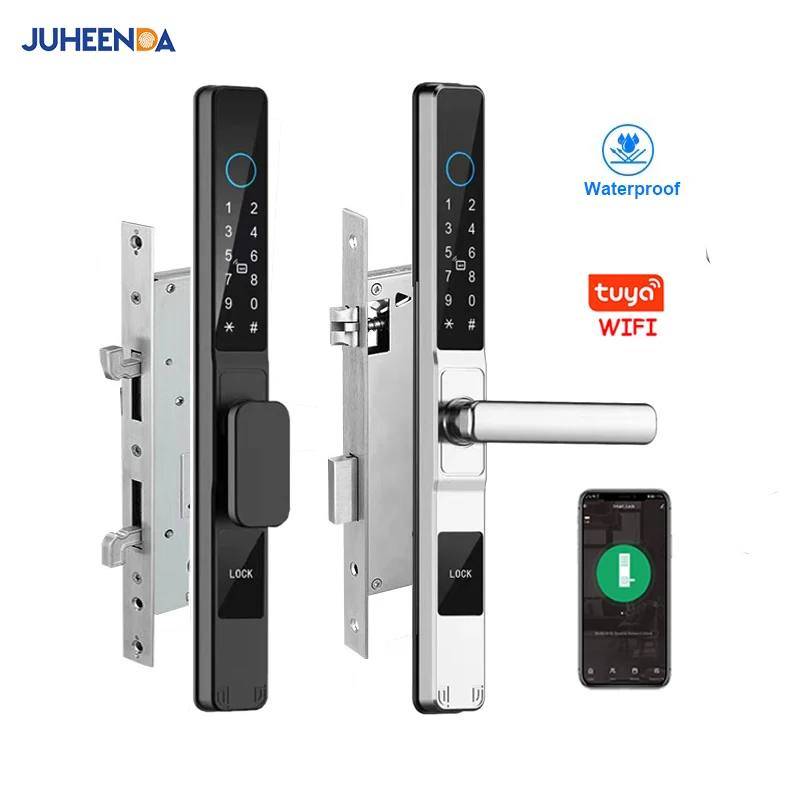 Tuya Wifi App Waterproof Smart Aluminum Door Lock Euro double hook ...