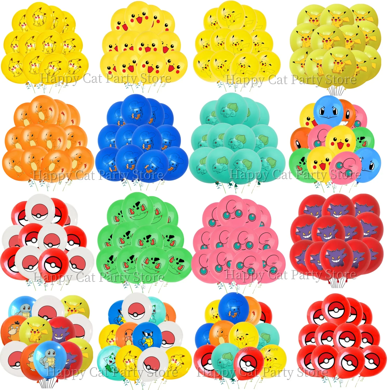 Pokemon Latex Balloons Birthday Party Decor Cartoon Pikachu Balloon ...