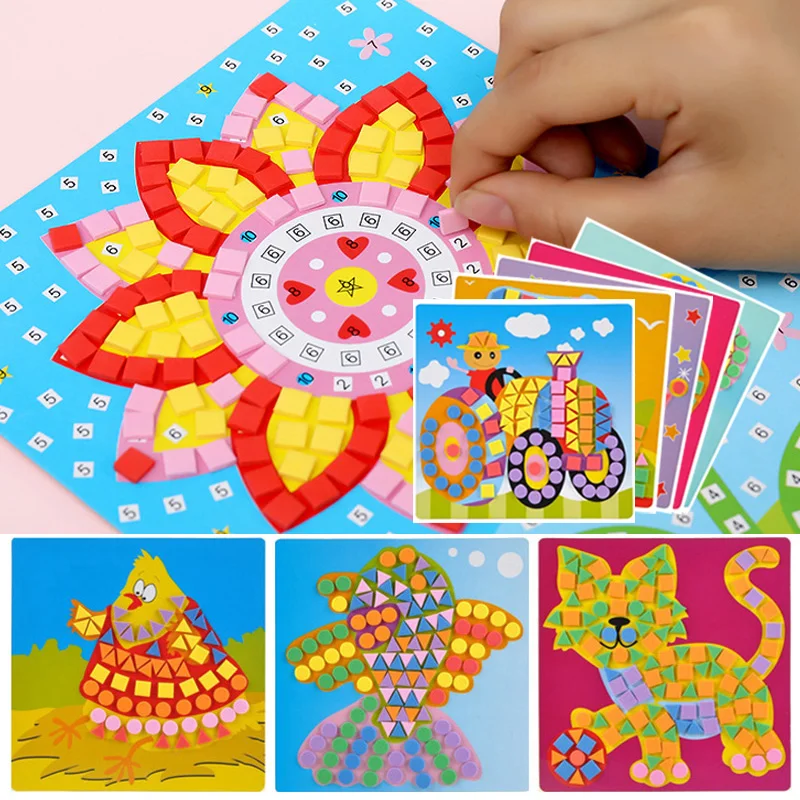 6pcs Mosaic Stickers EVA Material Handmade DIY Toys for Children Color ...