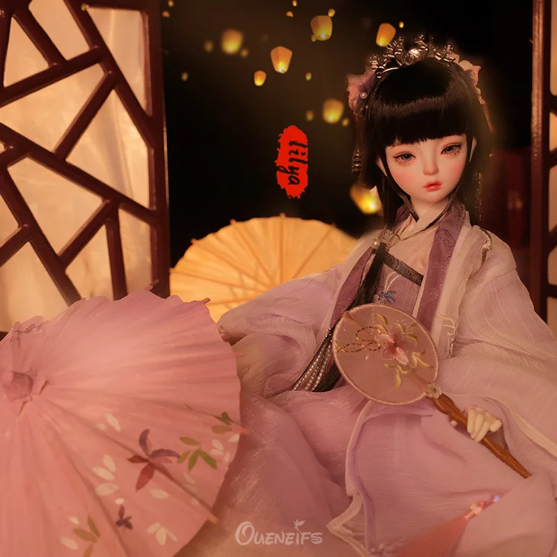 Lilya BJD Doll 1/4 Minifee New Release Active Line Girl Body Chinoiserie Pink Dress Design Art ...