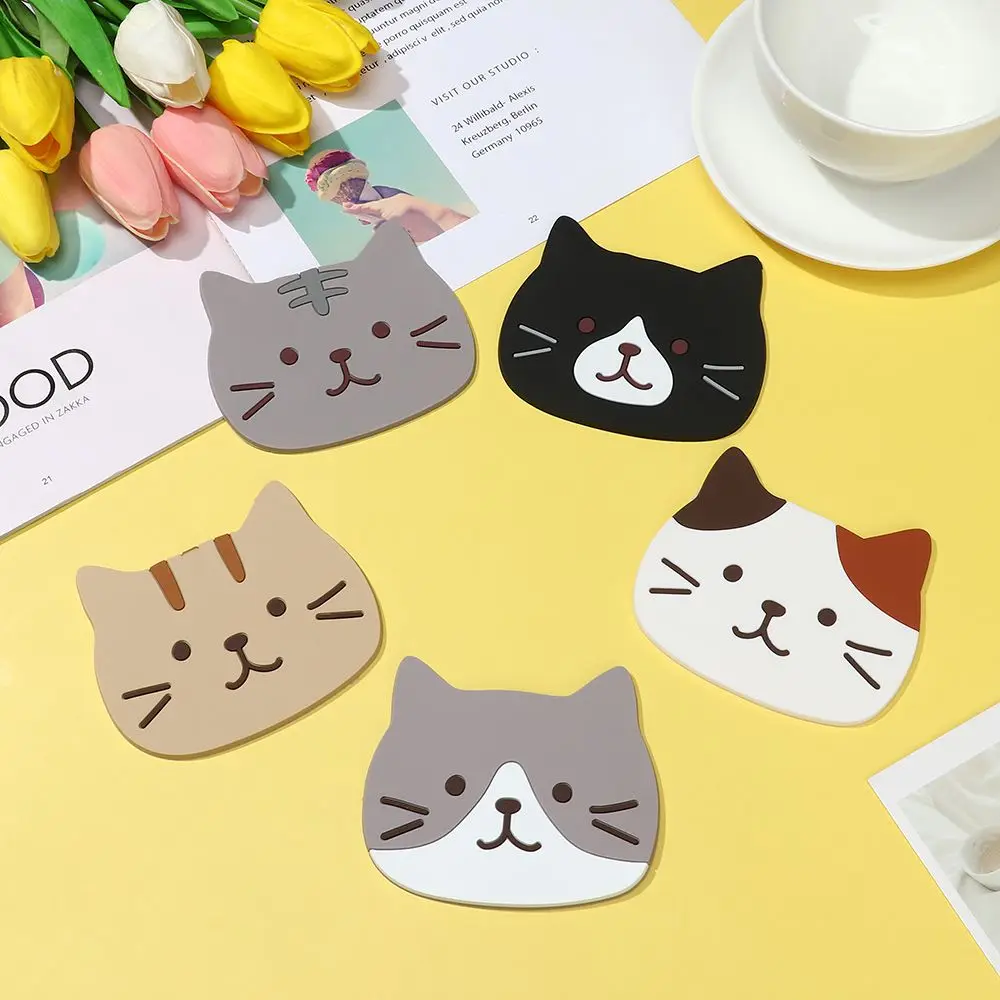 Cartoon-Cat-Shaped-Tea-Mat-Cup-Holder-Mat-Coffee-Drinks-Drink-Silicon ...