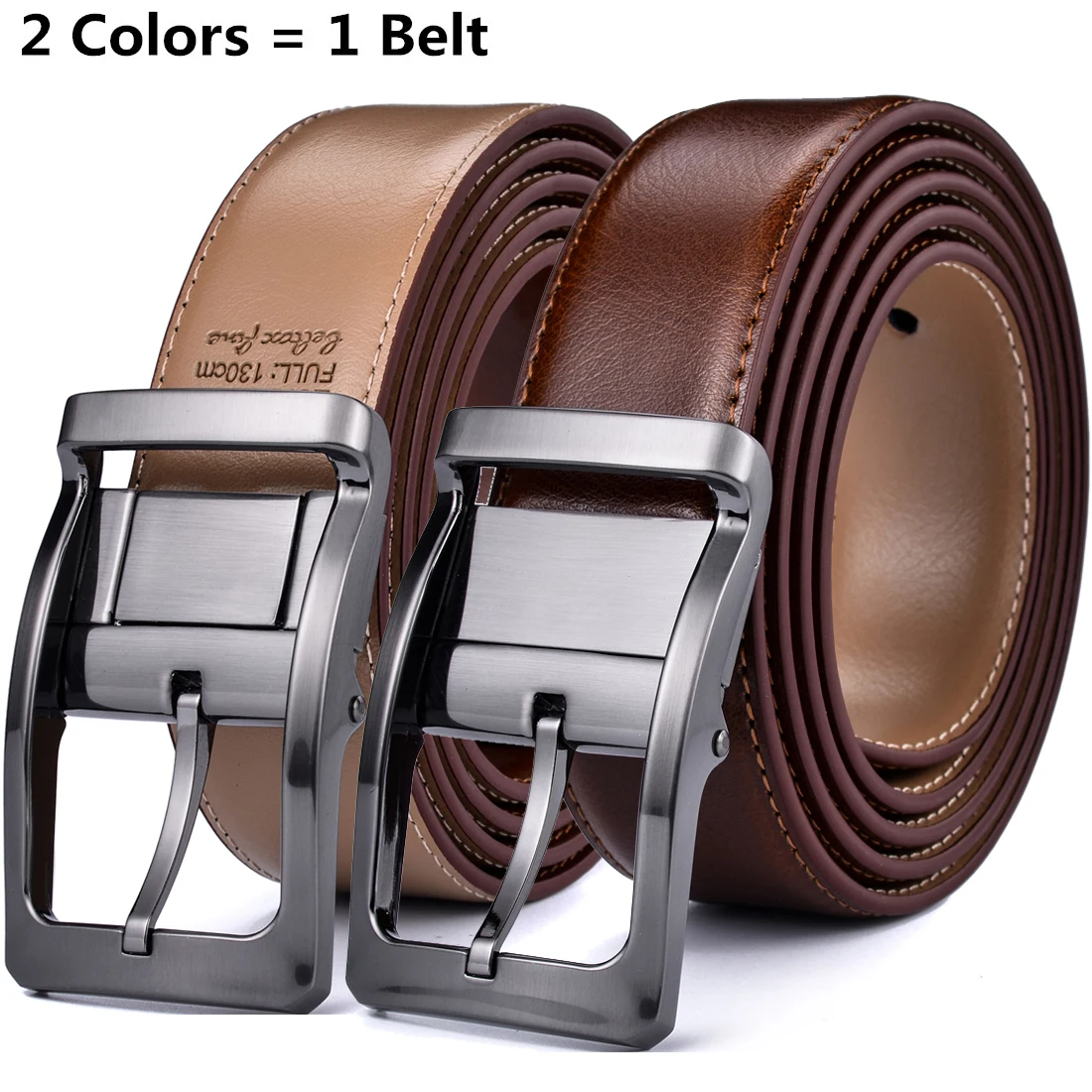 1Pcs-Men-s-Reversible-Classic-Dress-Belt-Leather-Rotating-Buckle-Two-In ...