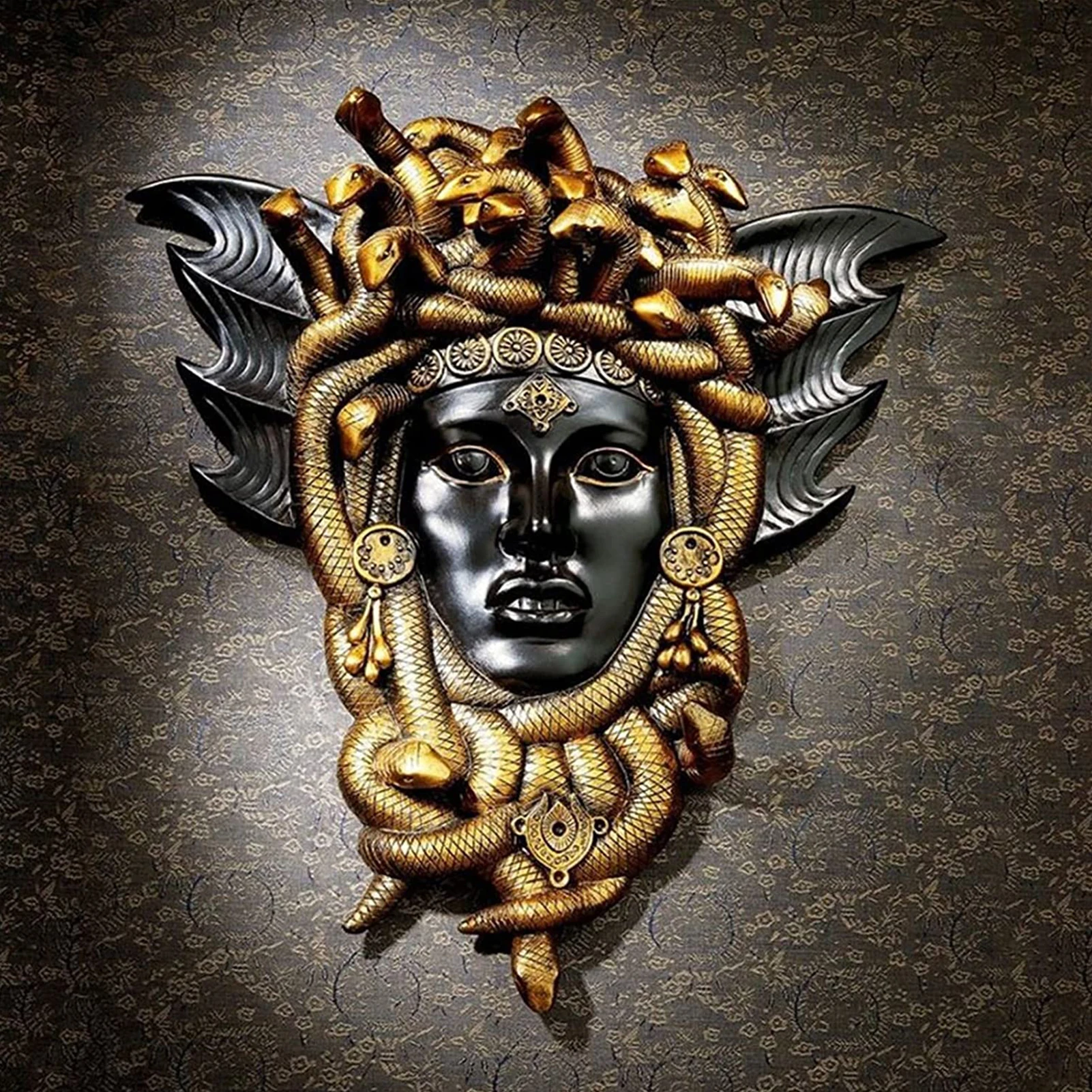 Medusa Head with Snakes Sculpture Medusa Statue Decor Gold Resin Lady ...