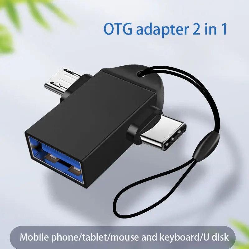 2-in-1 OTG Adapter USB-A 3.0 master to Micro USB-C Male And Typec Male ...