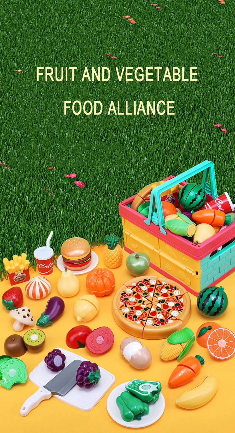 Kids Kitchen Cutting Toys Food Vegetable and Fruit Accessories Shopping ...