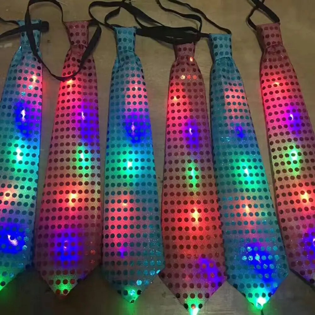 LED-Necktie-Flashing-Tie-Luminous-Mens-Boys-Bowtie-Light-Up-Sequin-Club ...