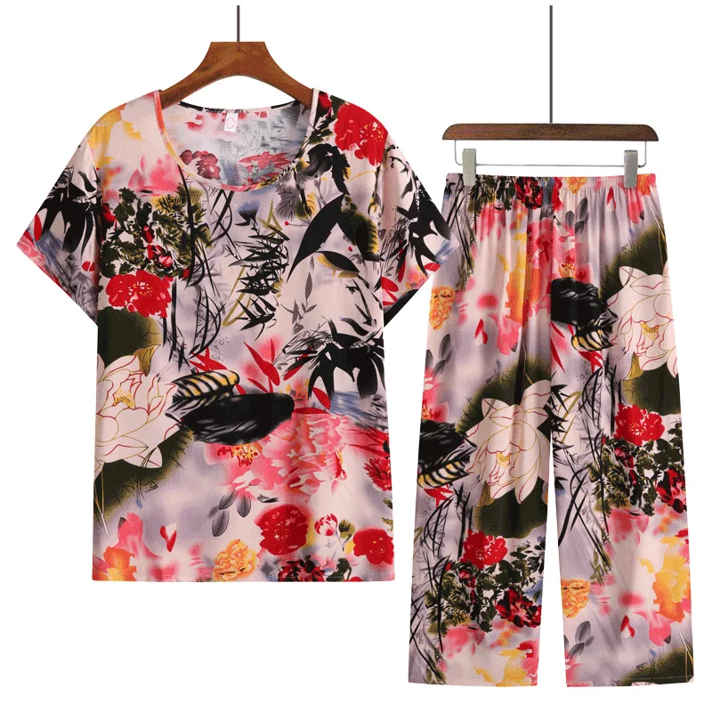 Summer-Household-Clothes-Floral-Short-Sleeve-Sleepwear-T-shirt ...