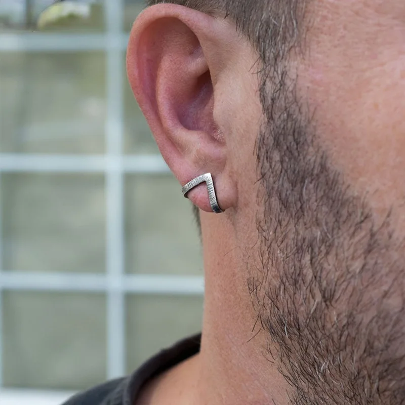 Pendiente-de-tri-ngulo-de-Color-plateado-para-hombre-y-mujer-Arete-de ...