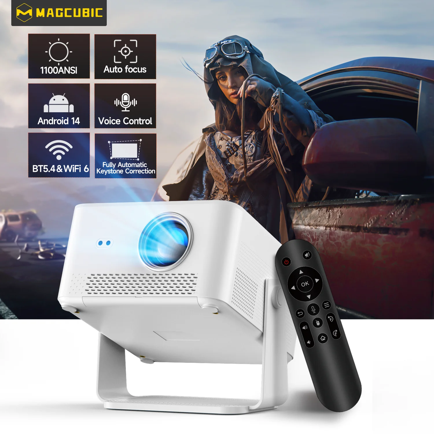Magcubic HY450MAX 1100 Ansi LED Native 1080P Projector Android 14 Beam ...