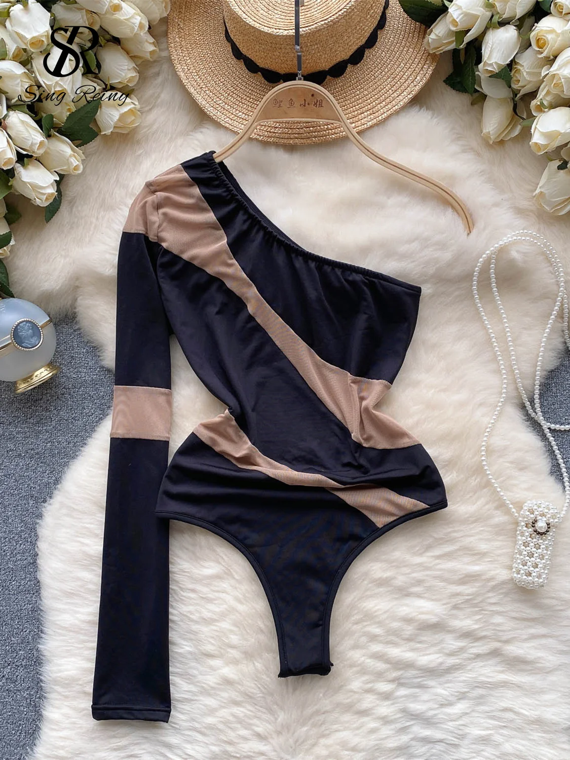 SINGREINY-bodysuit-feminino-de-manga-comprida-macac-o-de-malha-fenda ...