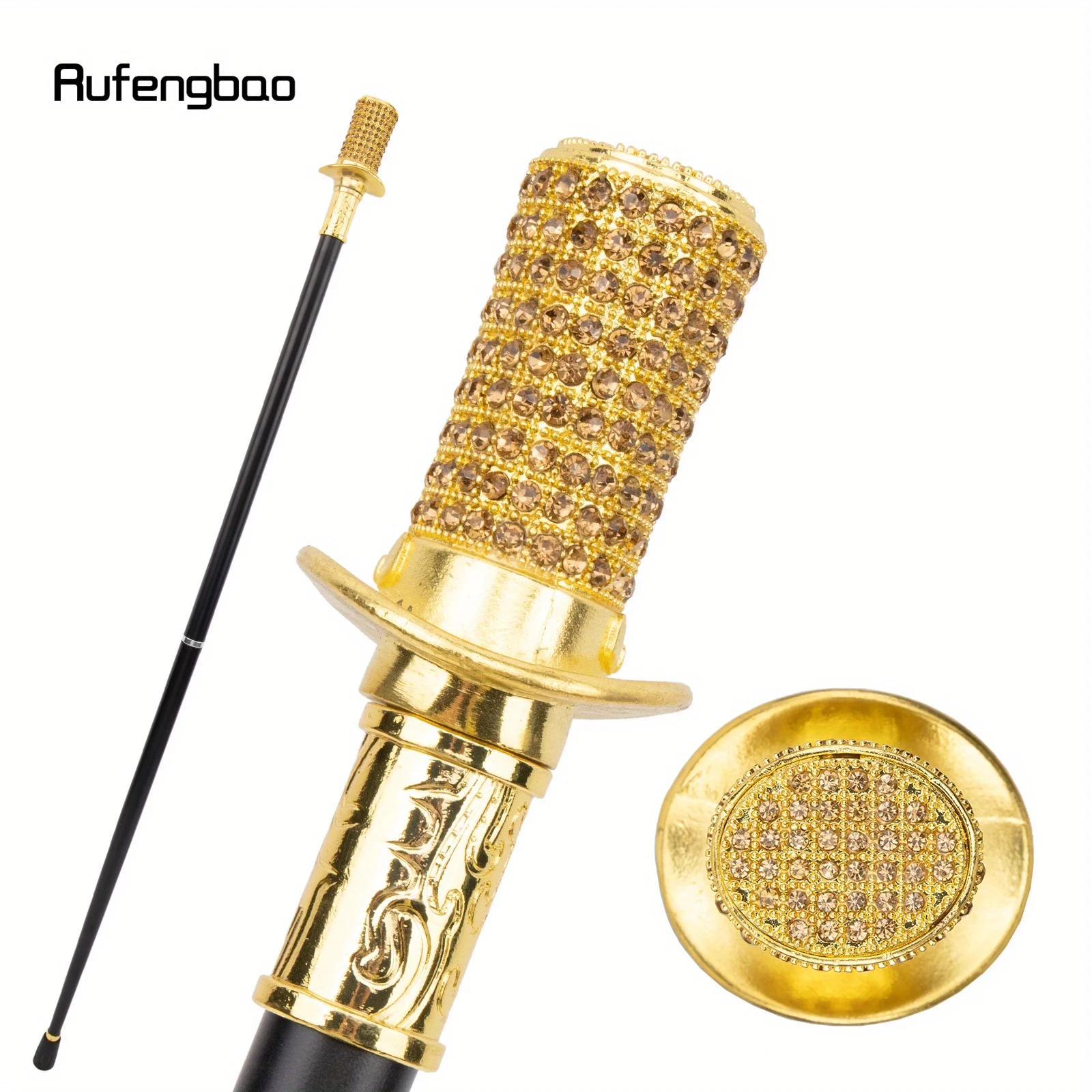 Golden Artificial Diamond Walking Cane Walking Stick Gentleman Elegant ...