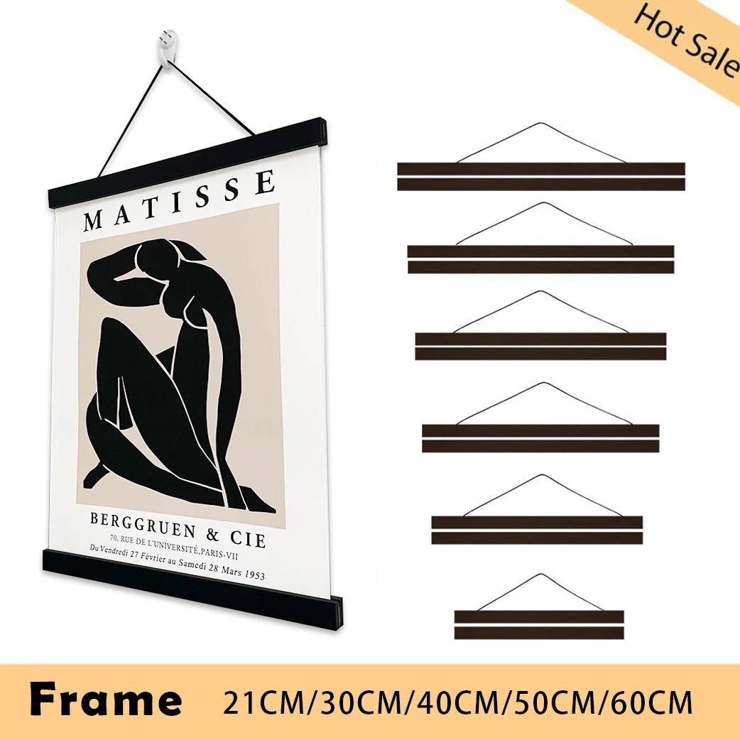 Black-Magnetic-Wooden-Poster-Hanger-Frame-Teak-Pine-for-Photos-Pictures ...
