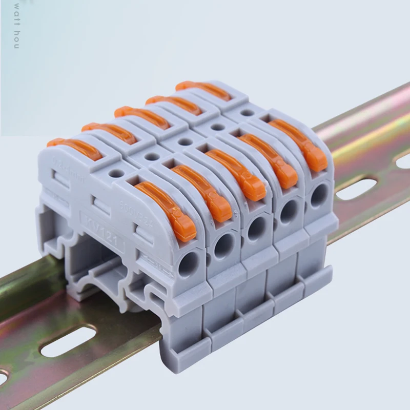 5-10Pcs-Rail-Terminal-Block-Wire-Connector-211-DIN-Quick-Wire-Compact ...