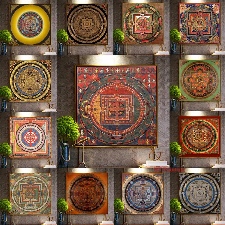 Vintage-Buddha-Mandala-Thangka-Art-Print-Poster-Scripture-Wall-Art ...
