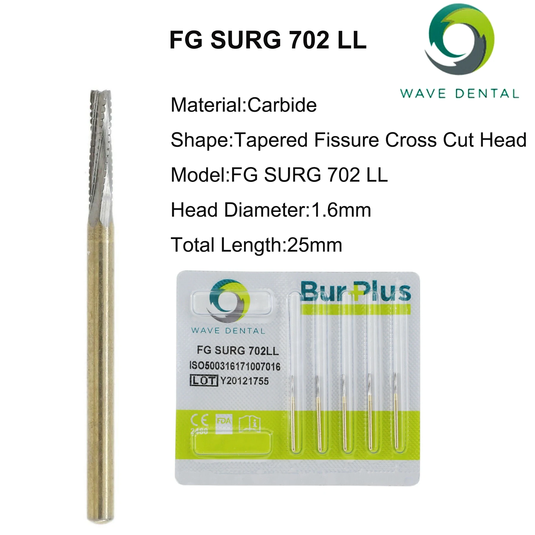 PRIMA-WAVE-Dental-Burs-Tungsten-Carbide-Burs-Tapered-Fissure-Cross-Cut ...