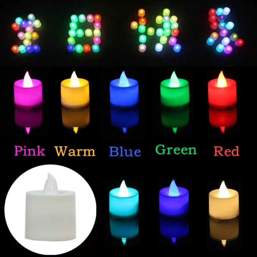 50/1*Colorful LED Candle Light Battery Operated Tealight Switch Candles ...