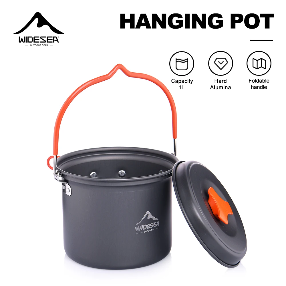 Widesea Hanging Pot 1L Hard Alumina Foldable Handle Portable Camping ...