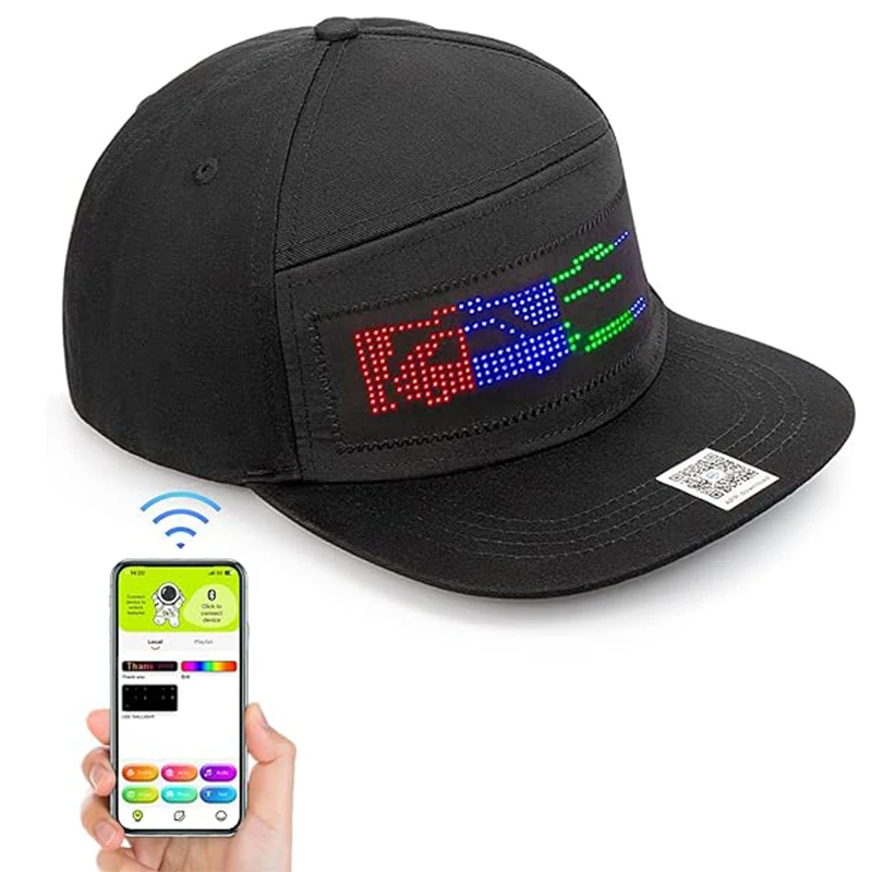 Programmable-DIY-Bluetooth-Hat-LED-Display-Curve-Decorative-Fabric-Hat ...