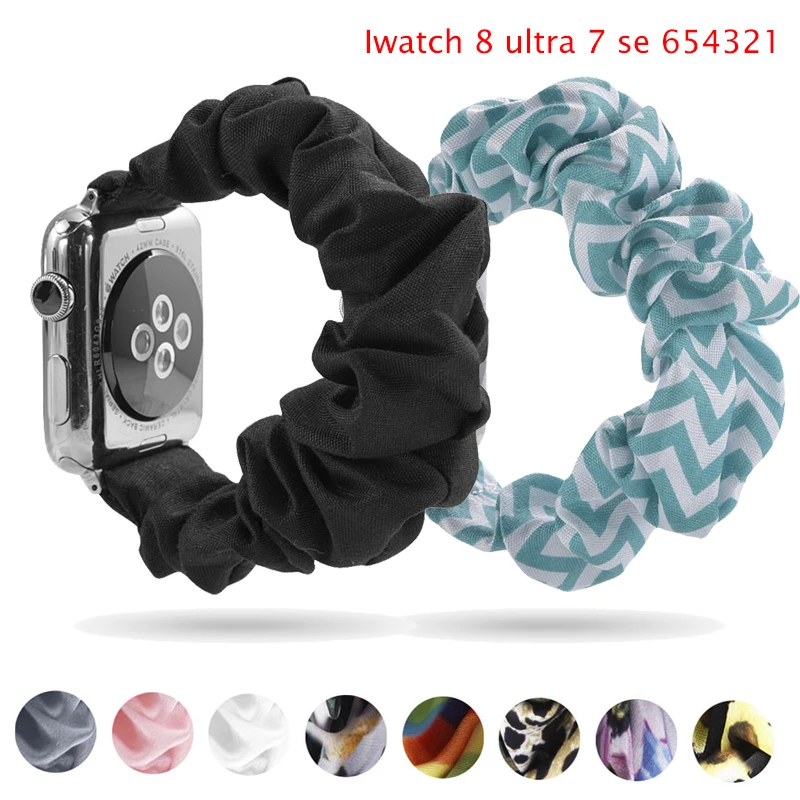 Scrunchie-Strap-for-Apple-watch-band-44-40-49-45-41-38-42mm-Women ...