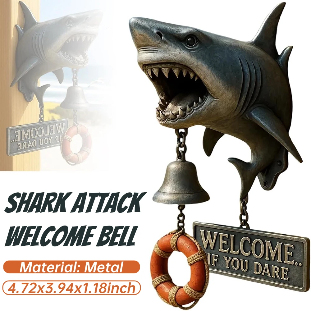 Shark Attack Wall Welcome Doorbell 2025Fun Shark-Shaped Front Door ...