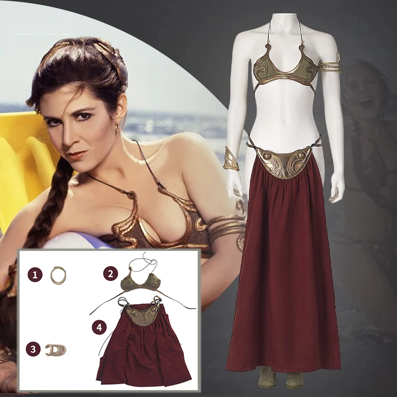 Princess-Leia-Cosplay-Costumes-Bra-Skirt-Slave-Outfit-Women-Sexy-Suit-And-Shoes-Halloween-Party ...