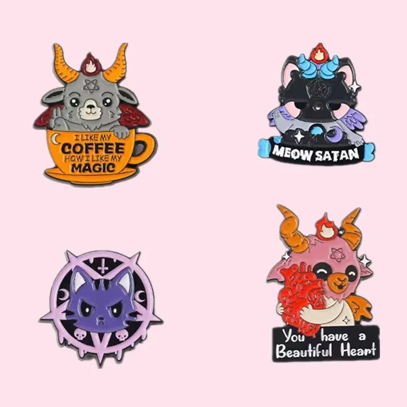 Pin de esmalte de la serie Satan Goat, insignia de solapa personalizada ...