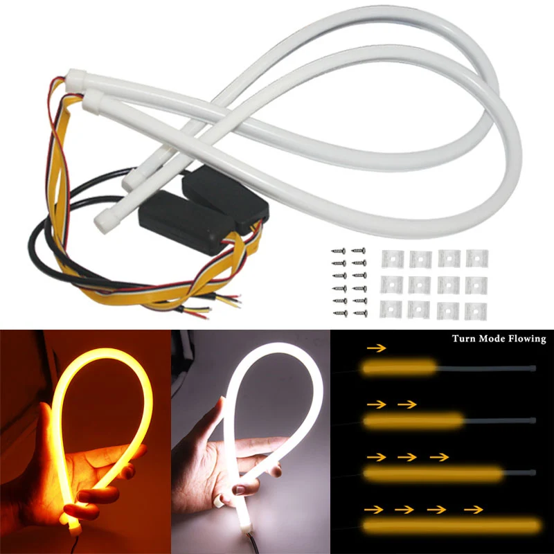 DRL-LED-Car-Daytime-Running-Light-30cm-45cm-60cm-flessibile-giallo ...