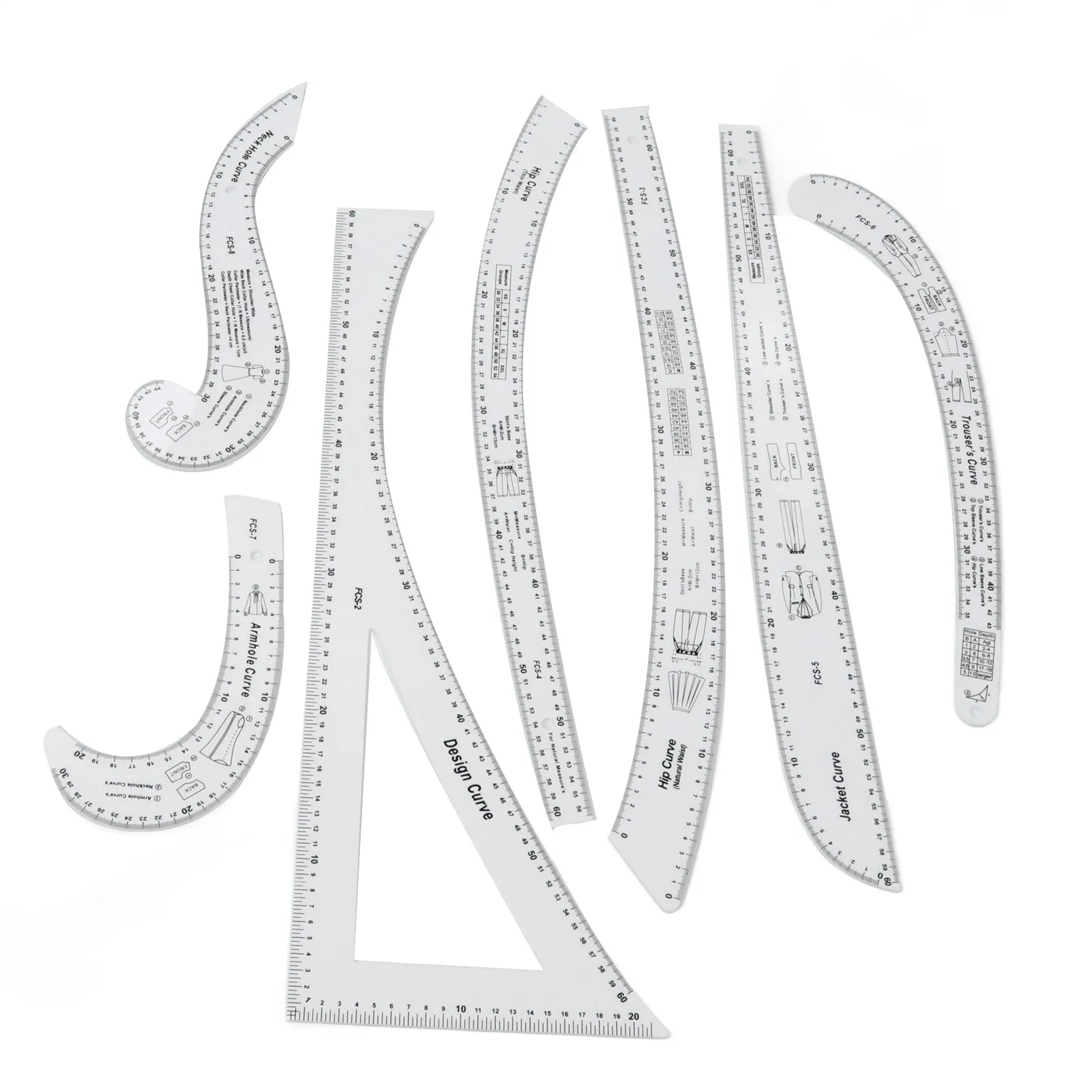 7Pcs-Sewing-Ruler-Tailor-Set-Clear-High-Accuracy-Scale-Fashion-Pattern ...