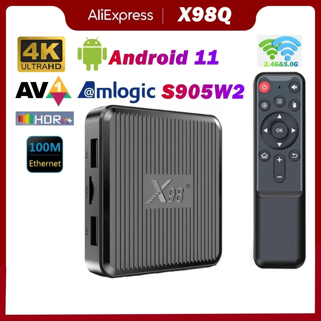 X98Q Android 11 TV Box Amlogic S905W2 2G 16G 4K AV1 HD 2.4G&5G Dual ...