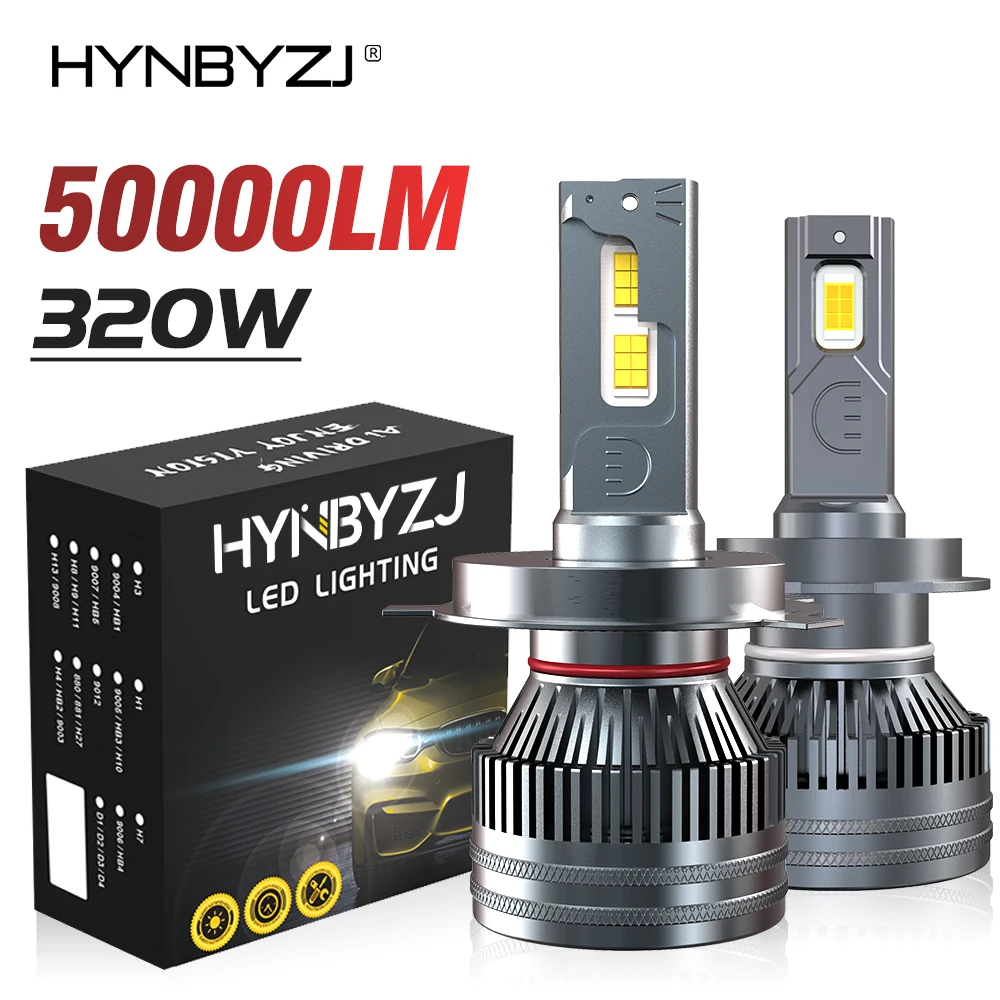 Hynbyzj H7 Led Koplampen 50000LM H1 H4 H8 H9 H11 HB3 HB4 HIR2 Led Lamp 9005 9006 9012 320W 6000K ...