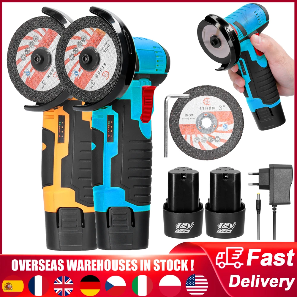 12V Cordless Electric Angle Grinder 19500rpm Grinding Tool Rechargeable ...