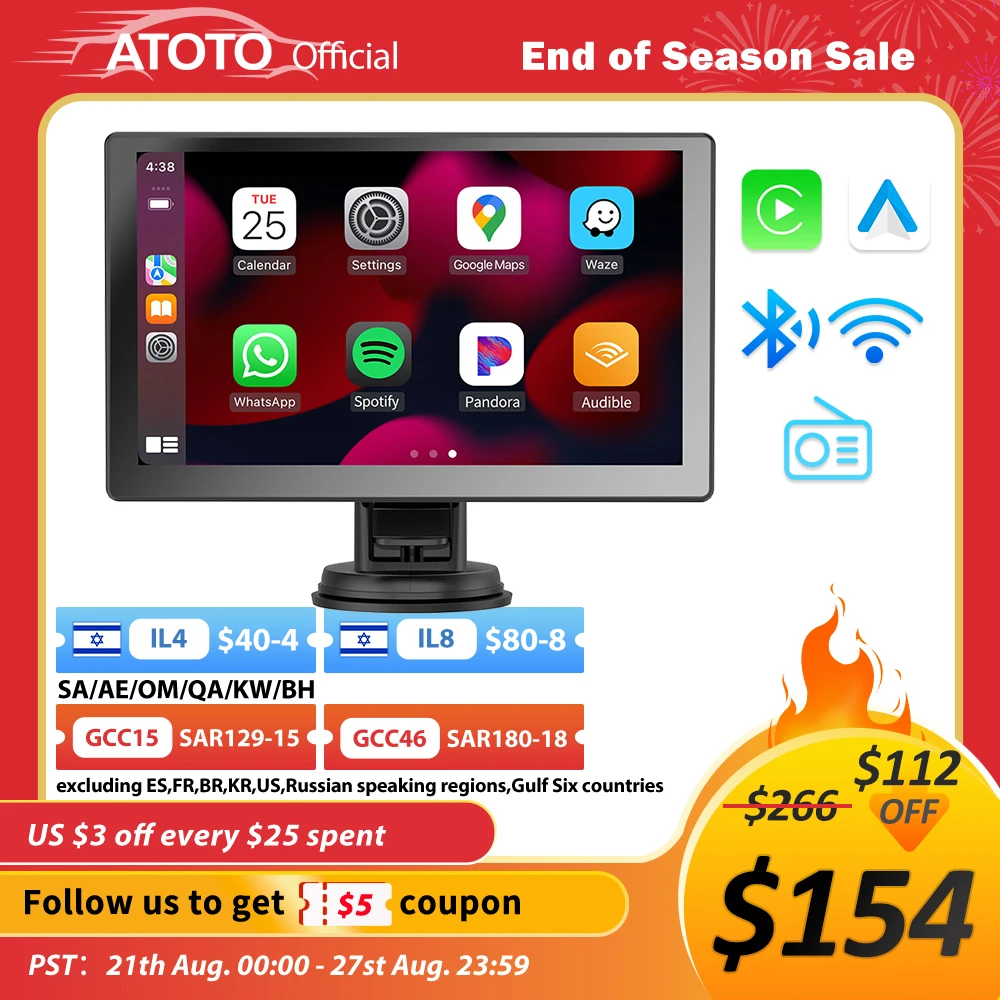 ATOTO-P8-RM-7-Portable-Car-Radio-With-Remote-Contro-Wireless-CarPlay ...