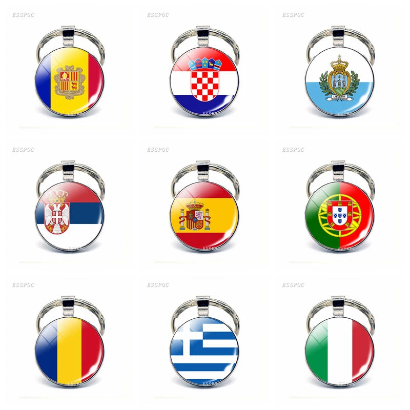 Southern European Countries Flag Keychain Spain Italy Portugal Greece ...