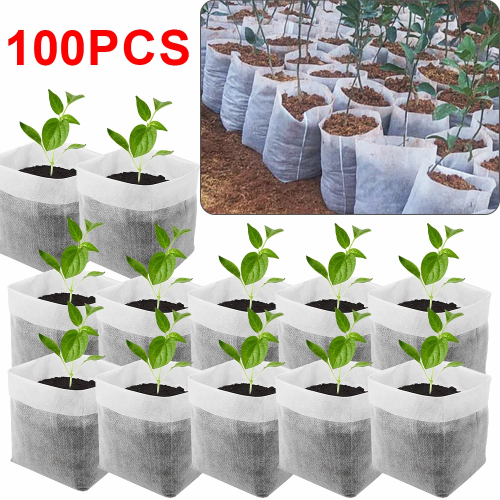 100Pcs-Biodegradable-Nursery-Bag-Plant-Grow-Bags-Non-Woven-Fabric-Seeds ...