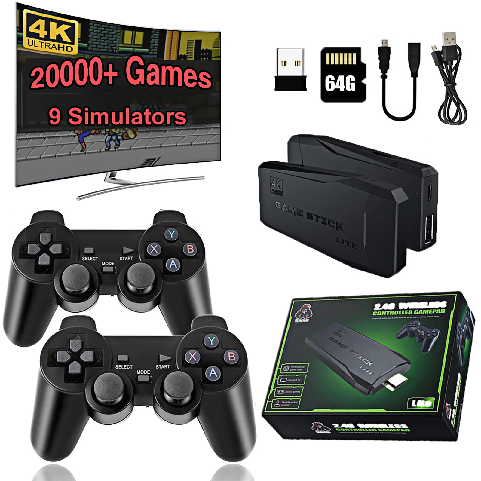M8 Video Game Console 4K HD Built-in 20000 Games Wireless Controller TV ...