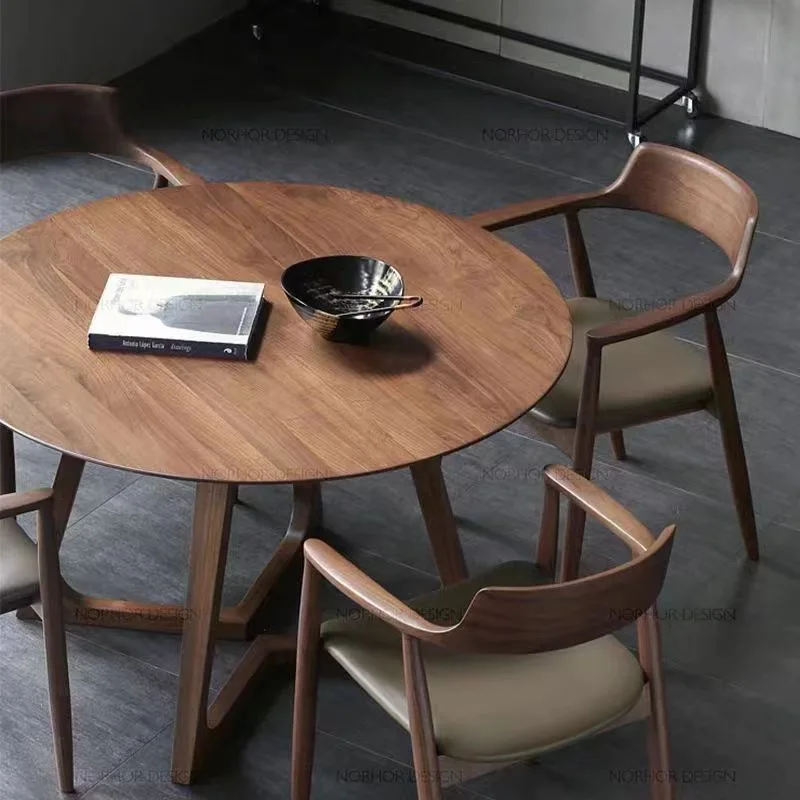 High-End Minimalist Solid Wood round Dining Table Compact Home Use ...