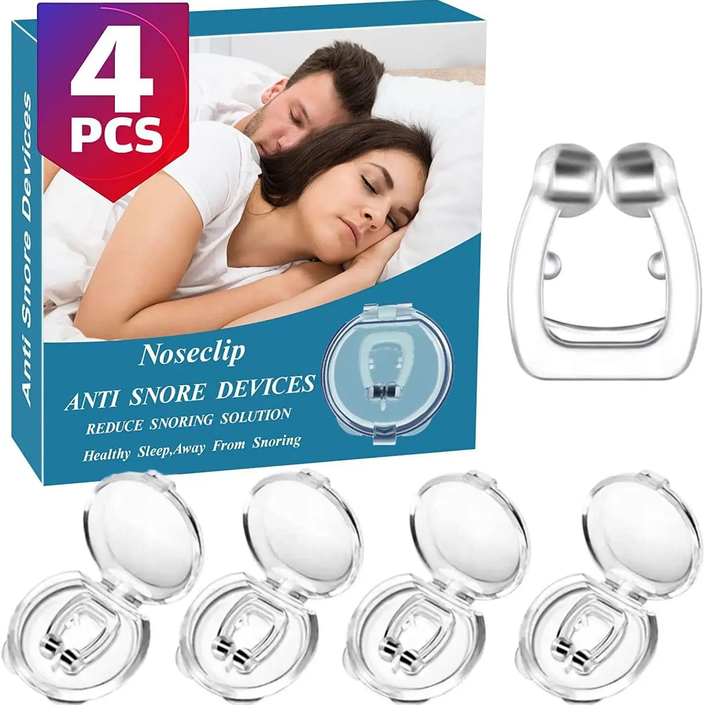 Anti Snore Stop Snoring Nose Clip Silicone Magnetic Sleep Tray Sleeping ...
