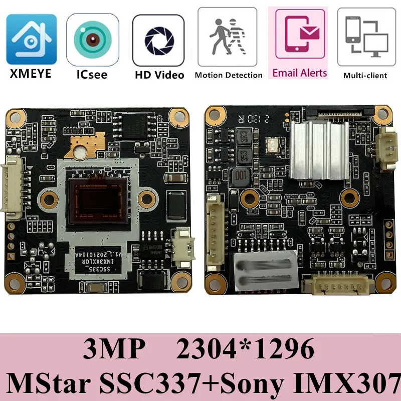 3mp imx307 + mstar ssc337 placa do módulo de câmera ip 2304*1296 25fps ...
