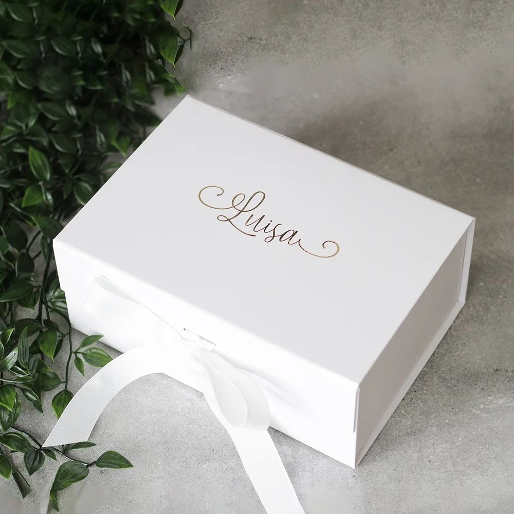 Personalized Luxury White/Black/Pink Gift Box Bridal Party Bridesmaid ...