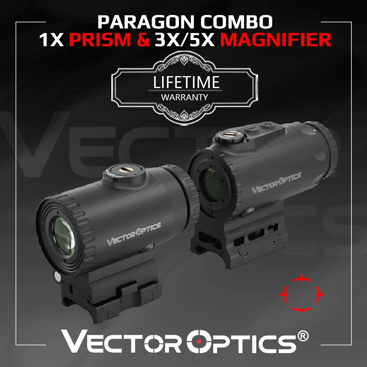 Vector Optics Paragon Series 1x Prism Scope & 3x/5x Magnifier Riflescope Combo For CQB Hunting ...