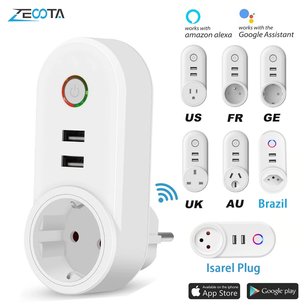 Smart Wifi Power Plug Electrical Outlet Eu Us Au Uk Ge Jp Socket Usb ...