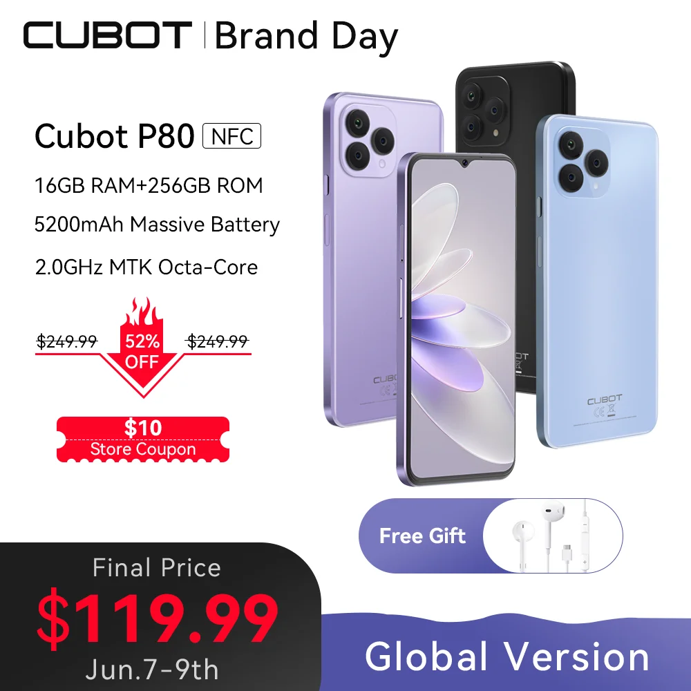 هاتف Cubot 2023 الذكي الإصدار العالمي الجديد P80 ، هاتف أندرويد 13 ...