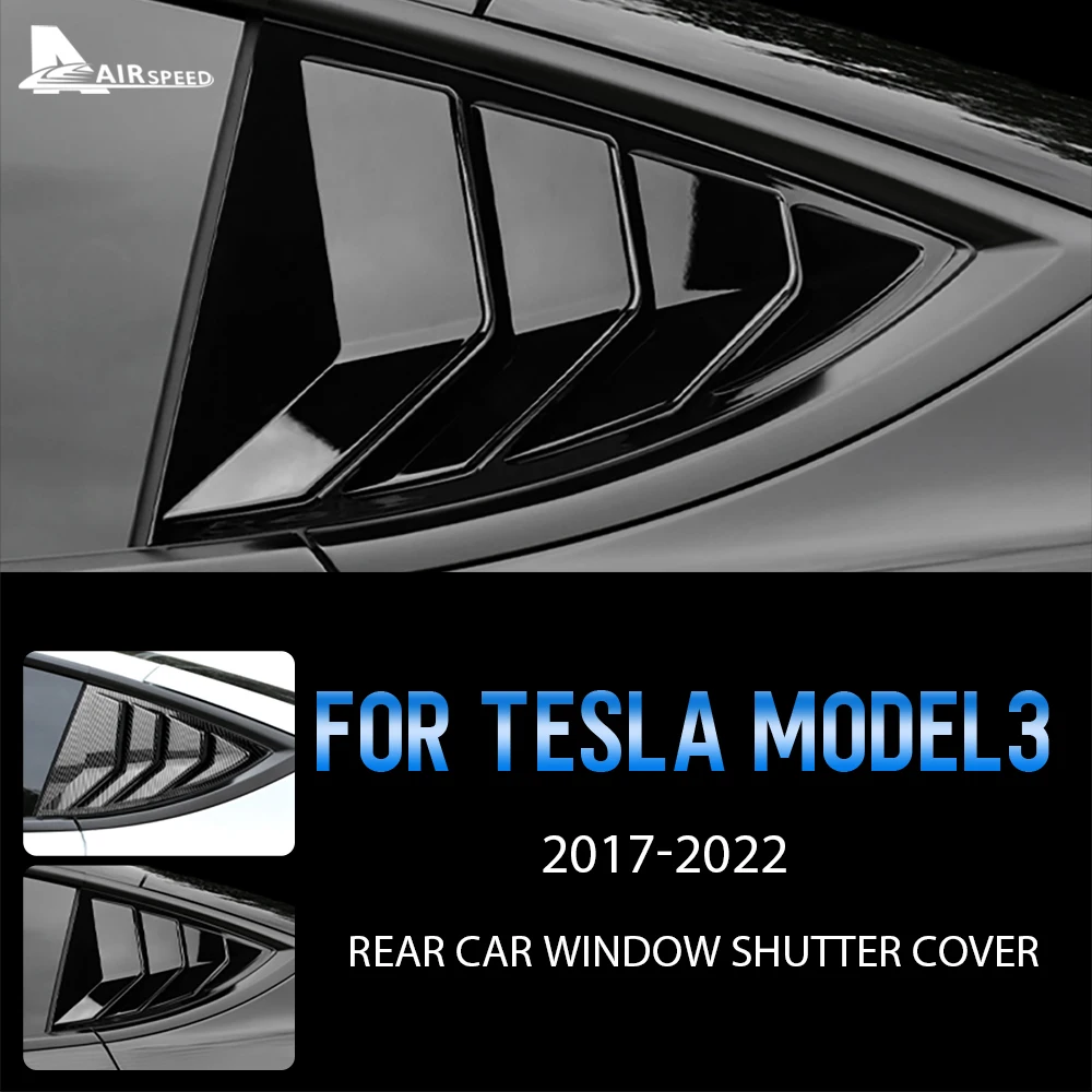 For Tesla Model 3 2017-2022 Abs Rear Car Window Shutter Cover Carbon ...